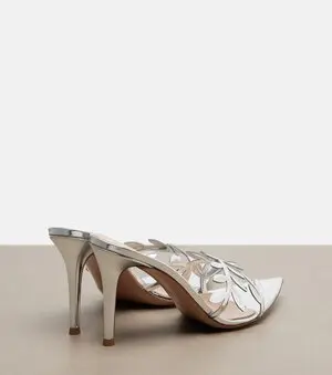 GIANVITO ROSSI Flavia Metallic Leather Mules - Silver