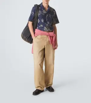 Moncler Floral Cotton Poplin Bowling Shirt - Blue