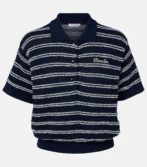 Moncler Logo Striped Polo Sweater - Blue