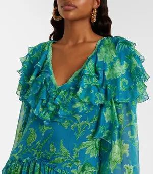 Etro Floral Ruffled Tiered Silk Chiffon Maxi Dress