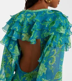Etro Floral Ruffled Tiered Silk Chiffon Maxi Dress