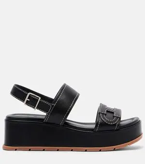 Hogan H703 Leather Platform Sandals