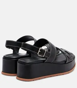 Hogan H703 Leather Platform Sandals