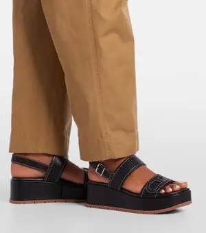 Hogan H703 Leather Platform Sandals
