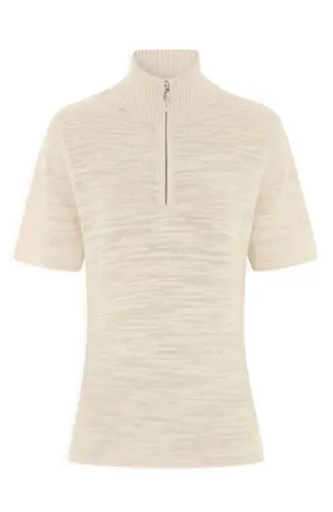 ALIGNE Half Zip Linen & Organic Cotton Sweater - Ecru