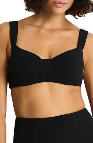 SEA LEVEL Underwire Balconette Bikini Top - Black