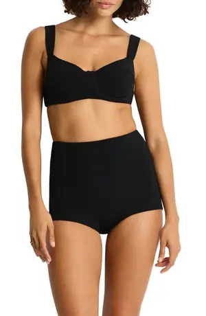 SEA LEVEL Underwire Balconette Bikini Top - Black