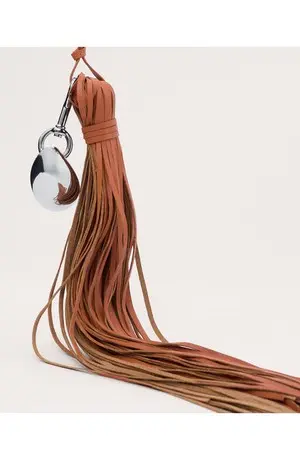 Mango Leather Fringe Keychain - Orange