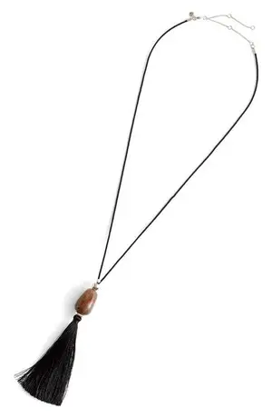 Madewell Semiprecious Stone Tassel Necklace - True Black
