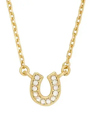 Kate Spade New York Pavé Horseshoe Pendant Necklace Clear/gold