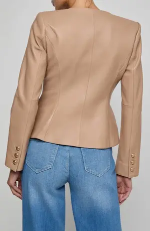 L'Agence Mariella Leather Blazer - Cappuccino