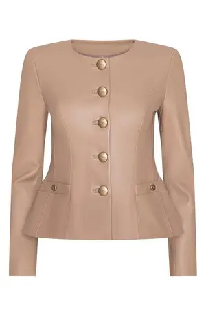 L'Agence Mariella Leather Blazer - Cappuccino