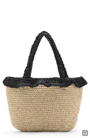 Mango Natural Fiber Bucket Bag - Black