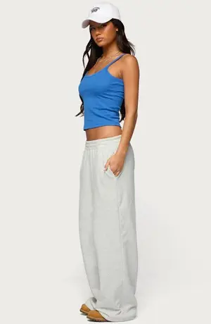 EDIKTED Stretch Cotton Crop Camisole - Blue