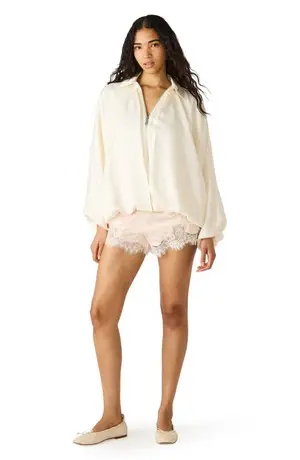 Steve Madden Daisee Lace Trim Satin Shorts