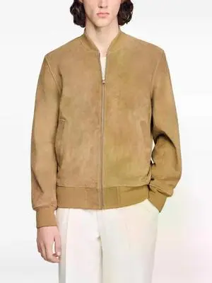 Sandro Zip-up Split Suede Varsity Jacket