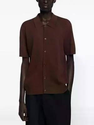 Sandro Openwork Short Sleeve Collared Shirt