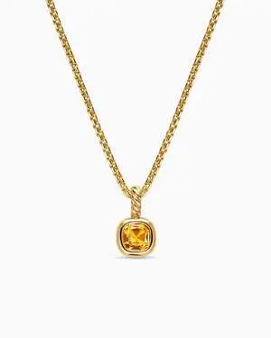 David Yurman 18k Yellow Gold Mini Cushion Cut Amulet With - Citrine