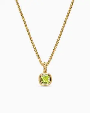 David Yurman 18k Yellow Gold Mini Cushion Cut Amulet With - Peridot
