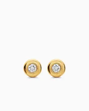 David Yurman 18k Yellow Gold Stud Earrings With Diamonds - Diamond