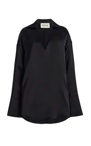 Tove Luisa Satin Top - Black