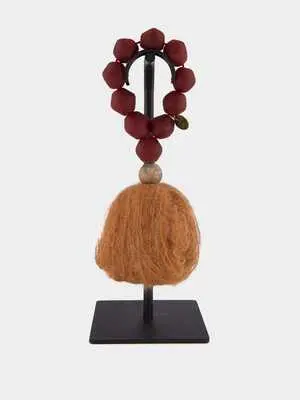 STUDIO JULIA ATLAS Black And Prayer Bead Artwork - Red