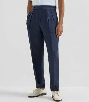 Brunello Cucinelli Tailored Linen Trousers - Blue
