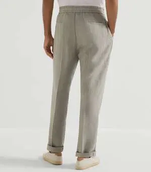 Brunello Cucinelli Linen Gabardine Trousers - Brown