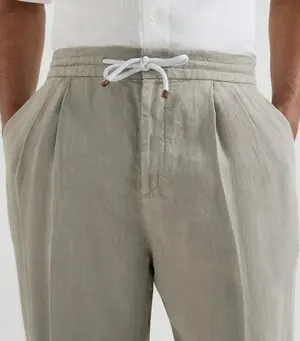 Brunello Cucinelli Linen Gabardine Trousers - Brown