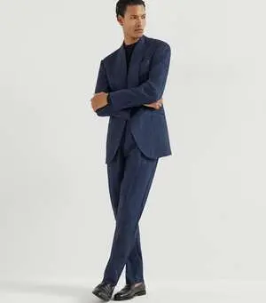 Brunello Cucinelli Cotton-linen Prince Of Wales Check Tuxedo