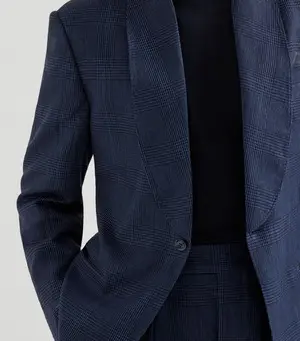 Brunello Cucinelli Cotton-linen Prince Of Wales Check Tuxedo