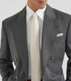 Brunello Cucinelli Silk Woven Neck Tie - White