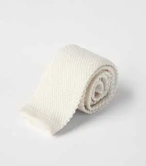 Brunello Cucinelli Silk Woven Neck Tie - White