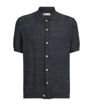Brunello Cucinelli Rib Knit Linen-cotton Polo Sweater