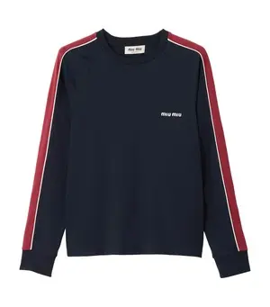 Miu Miu Cotton Jersey Logo Sweater