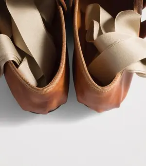 Miu Miu Nappa Leather Buckled Ballerina Flats - Brown