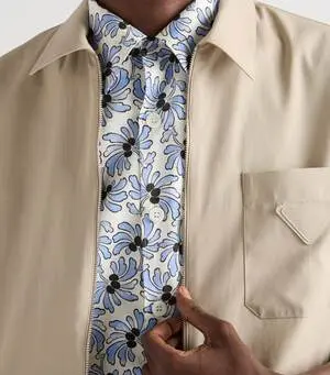 Prada Cotton Zip-up Shirt - Neutral