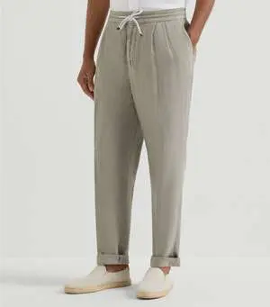 Brunello Cucinelli Linen Gabardine Trousers - Brown