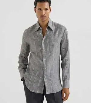 Brunello Cucinelli Linen Stripe Shirt
