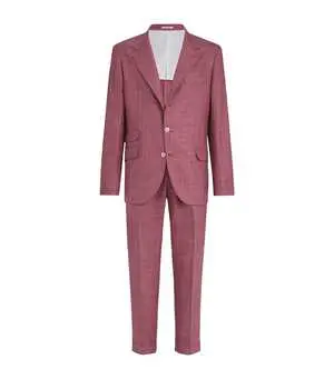 Brunello Cucinelli Wool-linen-silk 2-piece Suit - Red