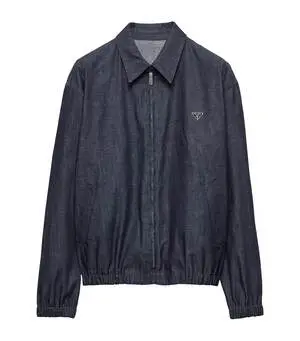 Prada Chambray Denim Blouson Jacket - Blue