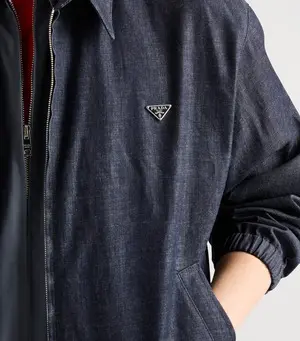 Prada Chambray Denim Blouson Jacket - Blue