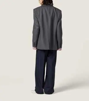 Miu Miu Wool Blazer With Striped Sleeves