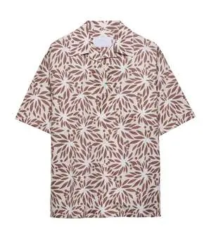 Prada Cotton-silk Short-sleeve Bowling Shirt - Neutral