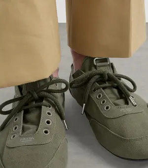Prada Canvas Collapse Sneakers - Green