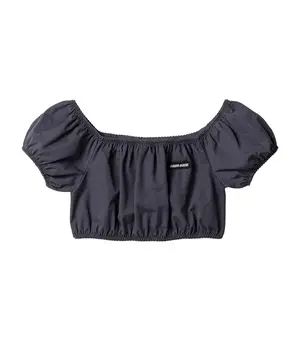 Miu Miu Cotton Poplin Crop Top - Grey