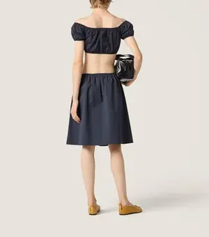 Miu Miu Cotton Poplin Crop Top - Grey