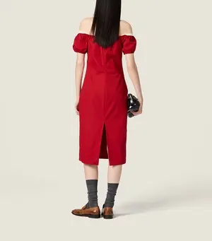 Miu Miu Cotton Logo Midi Dress