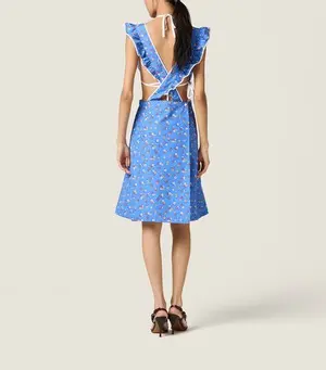 Miu Miu Cotton Floral Pinafore Midi Dress