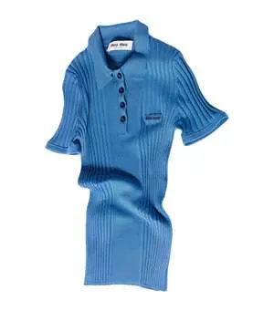 Miu Miu Wool Logo Polo Shirt - Blue